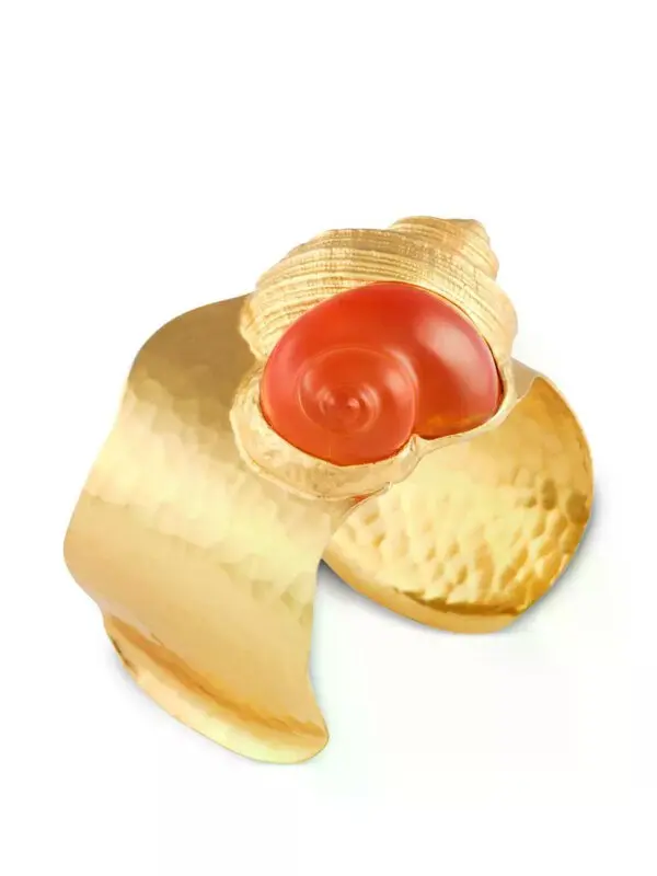 Dior 1987 Seashell-detail Cuff - Gold