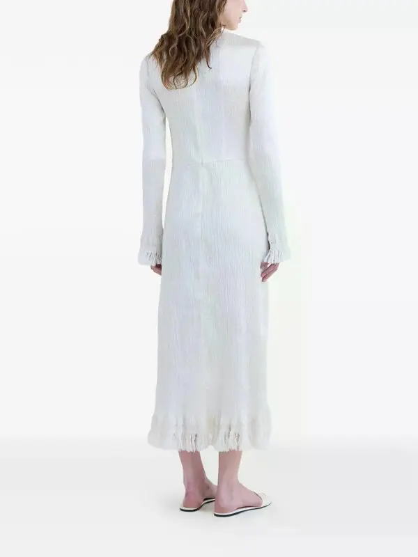 FFORME Mina Fringed Crinkled Dress - White