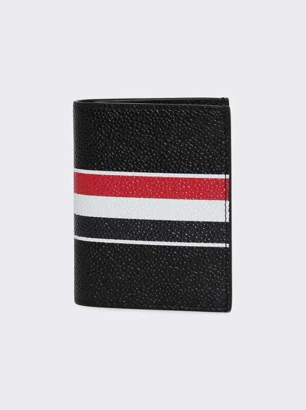 Thom Browne Double Card Holder With Rwb Stripe - Black
