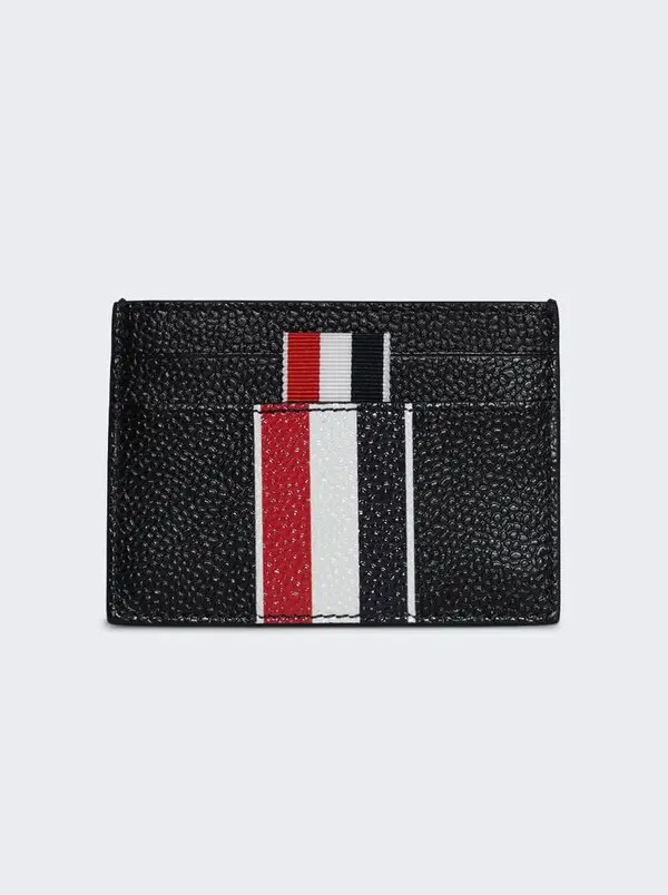 Thom Browne Double Sided Card Holder With Rwb Stripe - Black