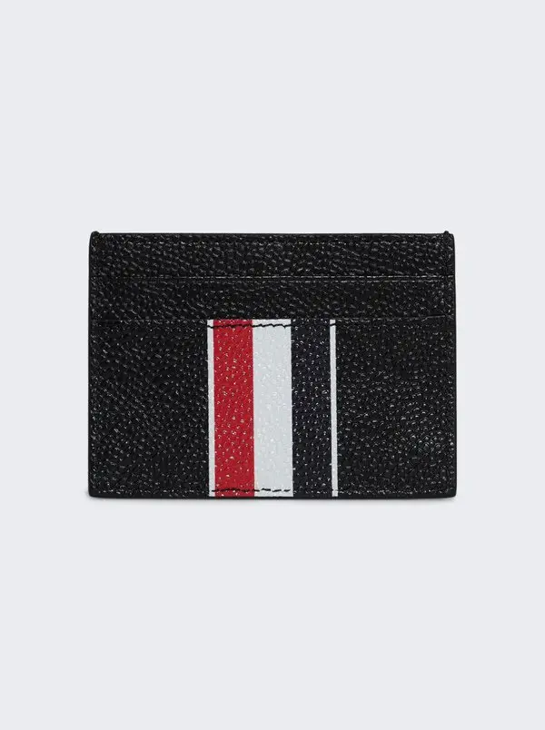 Thom Browne Double Sided Card Holder With Rwb Stripe - Black