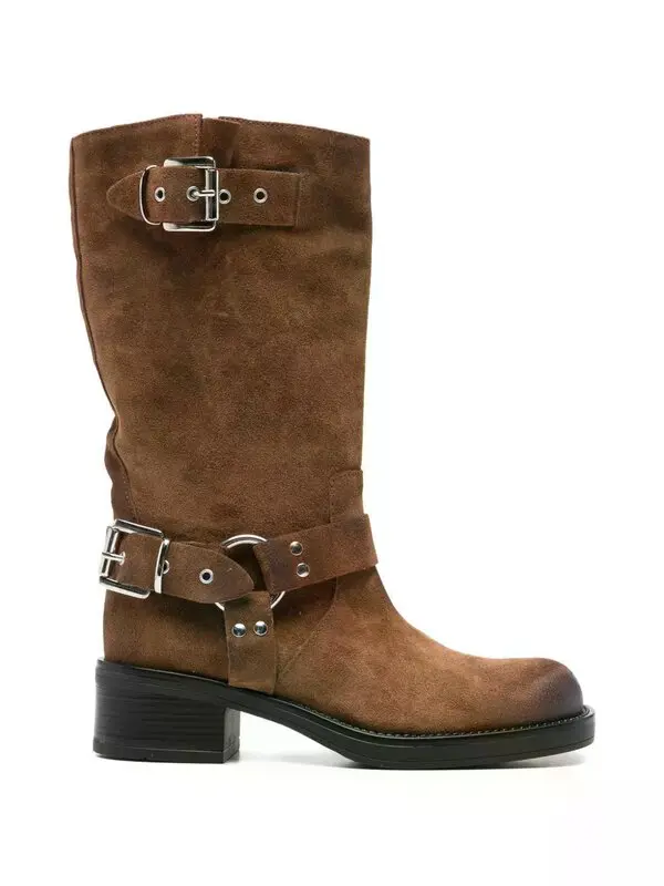 GISEL MOIRE Chester Biker Boots - Brown