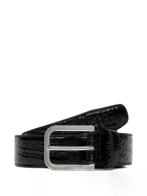 Karl Lagerfeld Croc-effect Leather Belt - Black