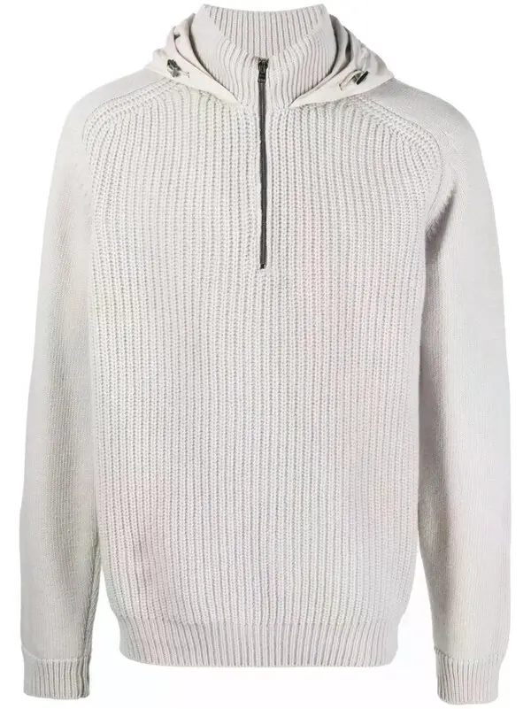 Herno Long-sleeve Hooded Wool Jumper