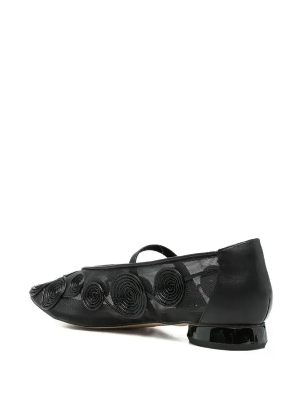 CAFÈNOIR Spiral-appliqué Ballet Flats