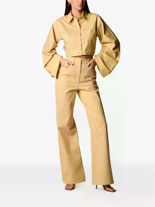 HEVRON Raquel Cropped Bell-sleeve Shirt