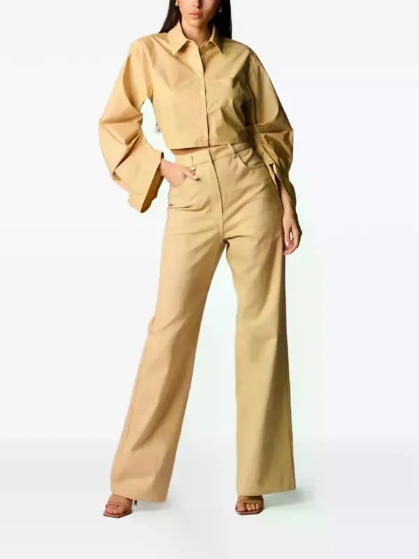 HEVRON Raquel Cropped Bell-sleeve Shirt