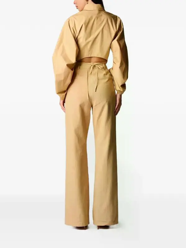 HEVRON Raquel Cropped Bell-sleeve Shirt