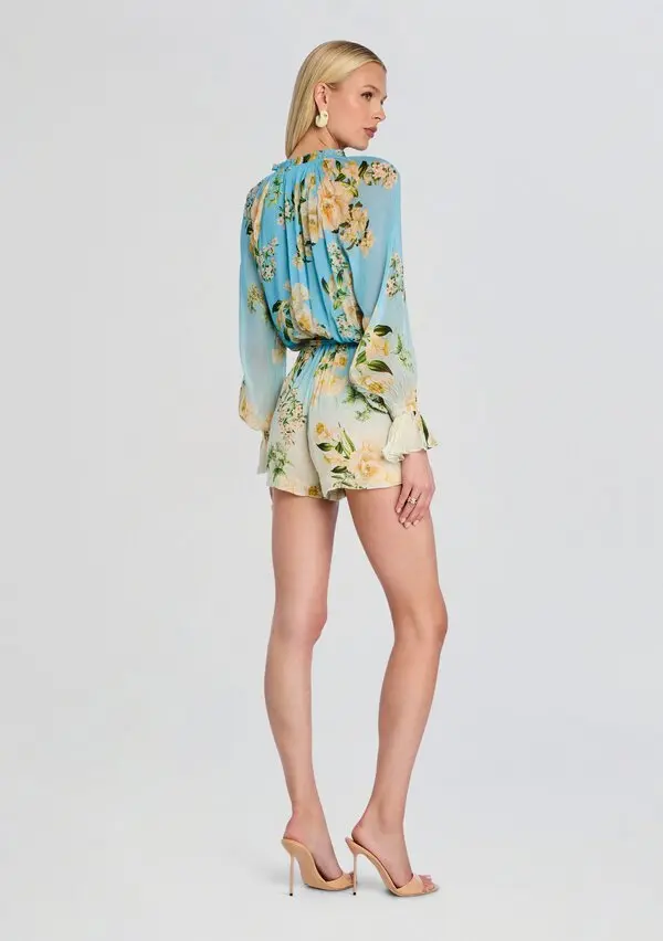 Hemant & Nandita Ajia Romper With Tie Belt - Blue