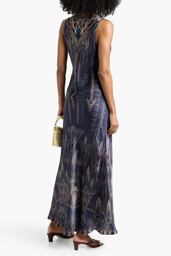 Camilla Crystal-embellished Printed Silk-satin Maxi Dress