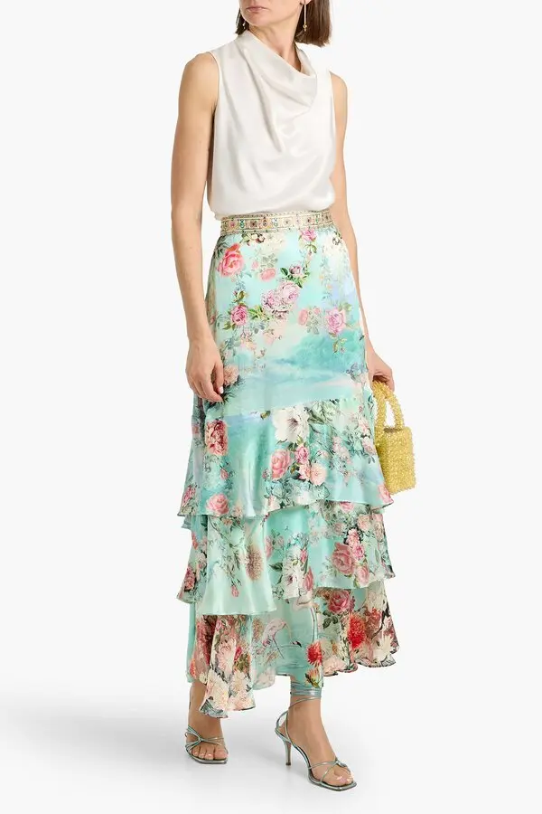 Camilla Floral-print Silk-satin Maxi Skirt