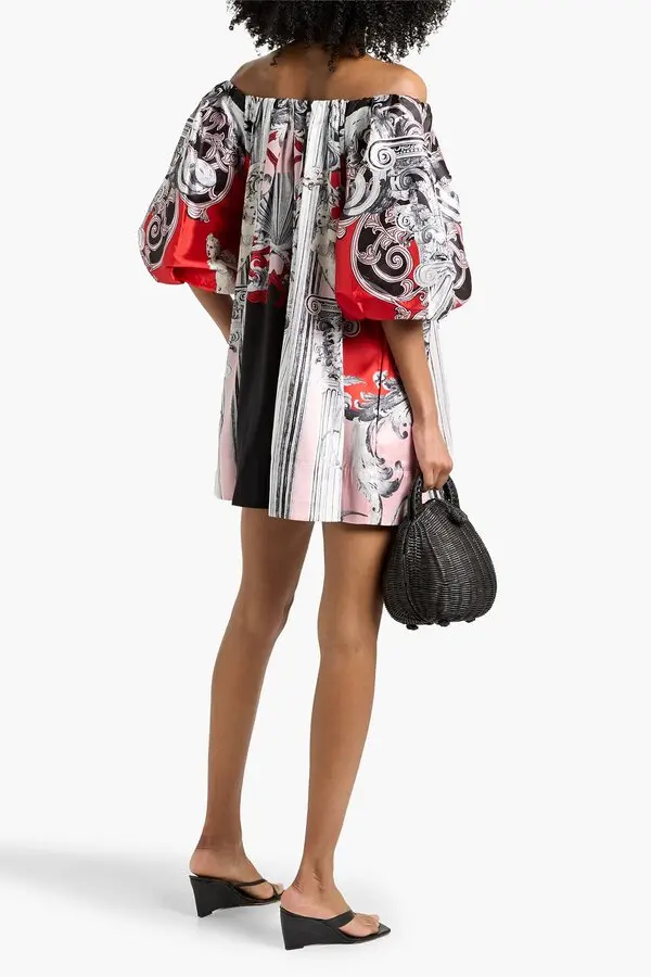 Camilla Off-the-shoulder Printed Mini Dress