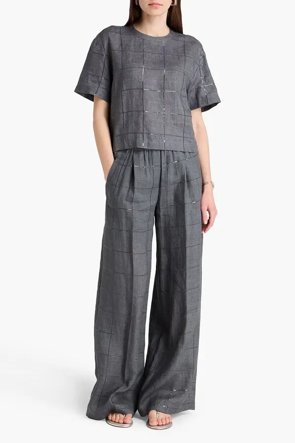 Brunello Cucinelli Sequin-embellished Linen Top