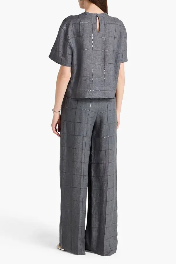 Brunello Cucinelli Sequin-embellished Linen Top