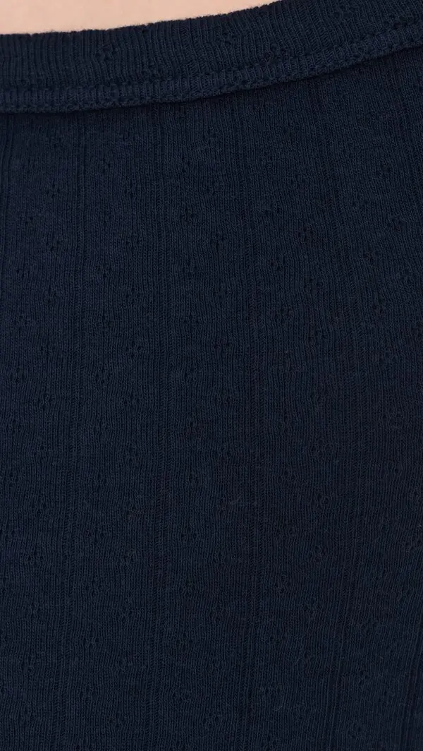 Donni. Pointelle Square Neck Tank Top - Navy