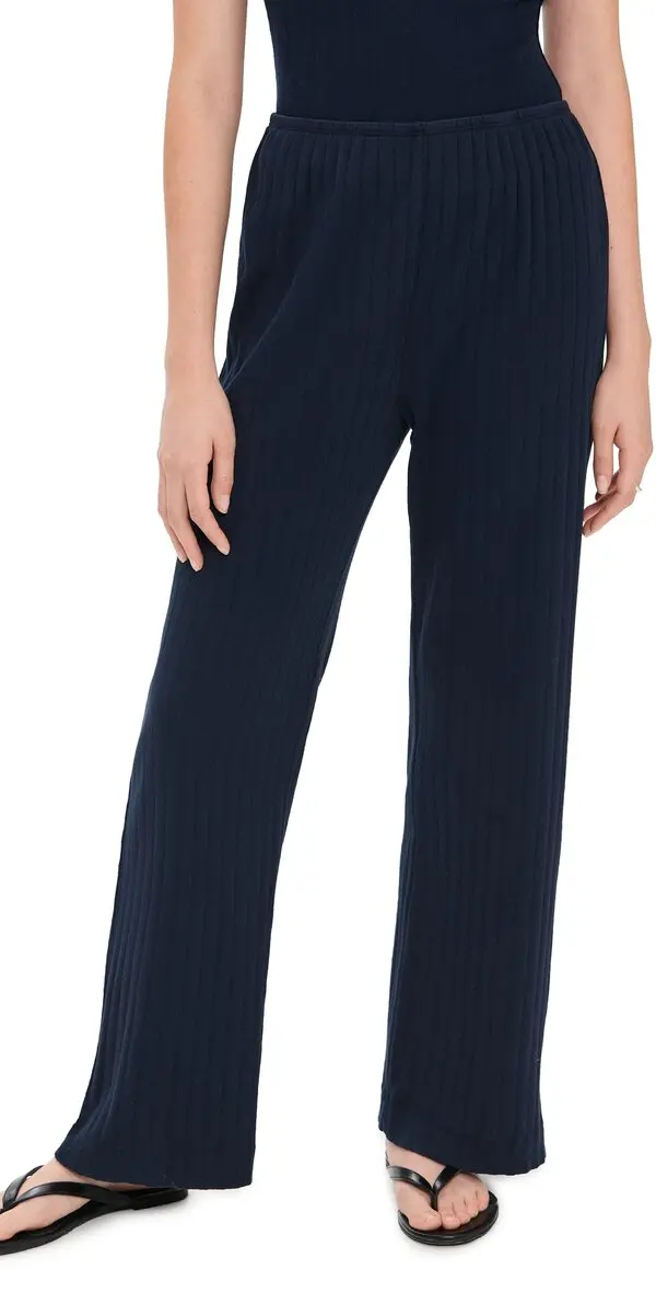 Donni. Pointelle Crop Pants - Navy