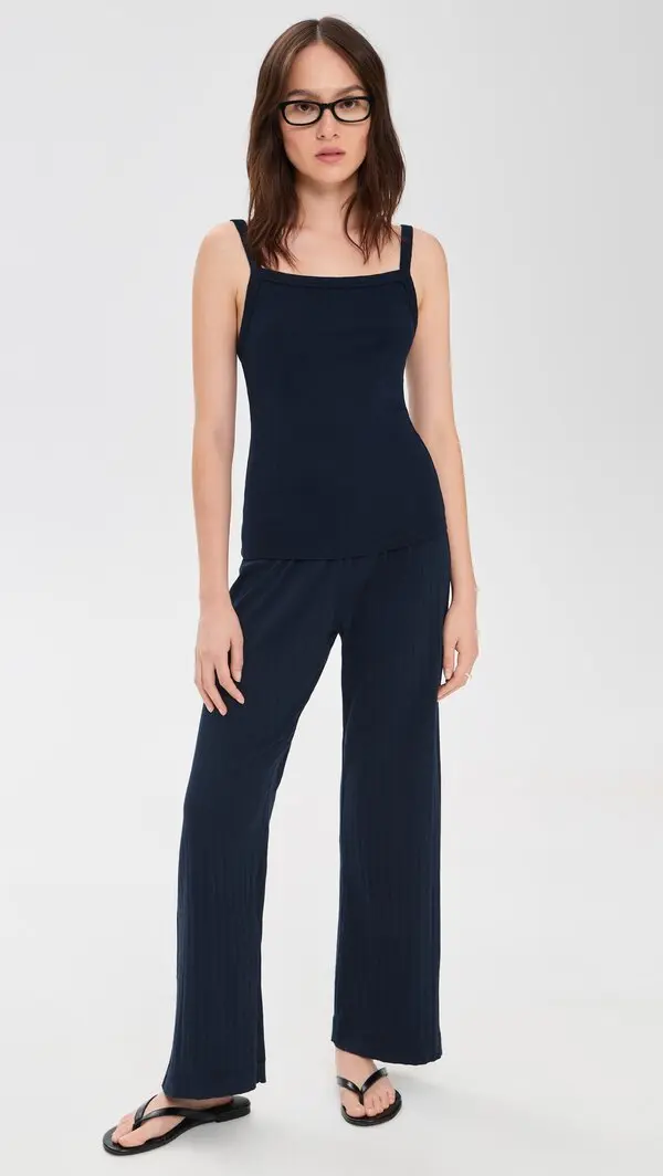 Donni. Pointelle Crop Pants - Navy
