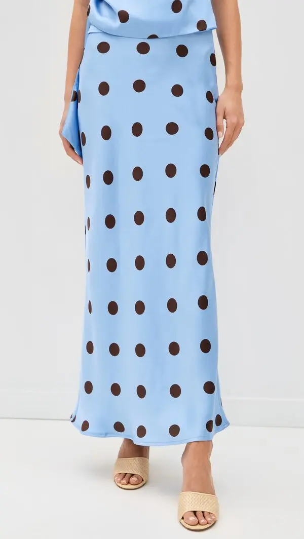 4TH & RECKLESS Polka-dot Print Satin Skirt