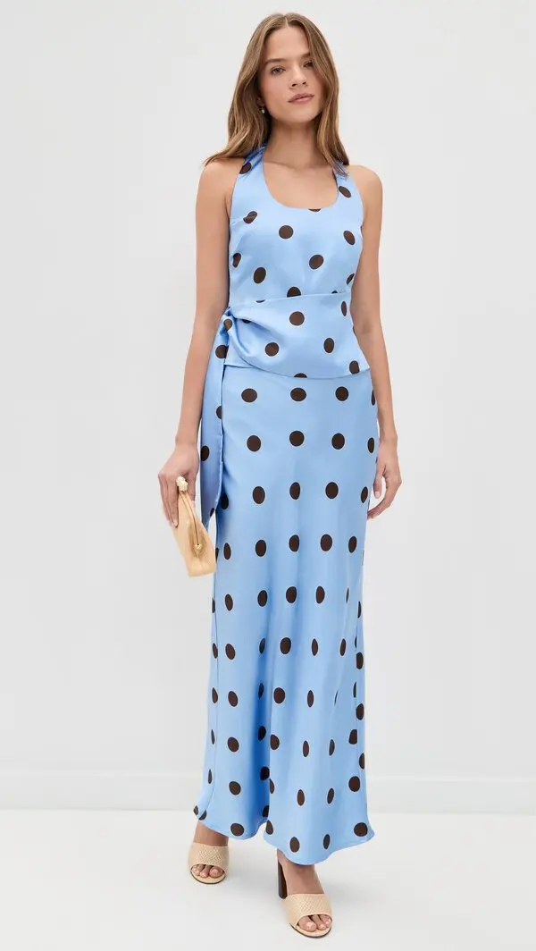 4TH & RECKLESS Polka-dot Print Satin Skirt