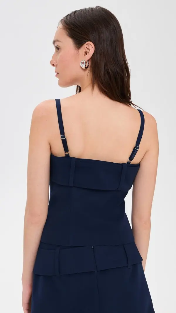 Sandy Liang Square Neck Zip-up Top - Navy