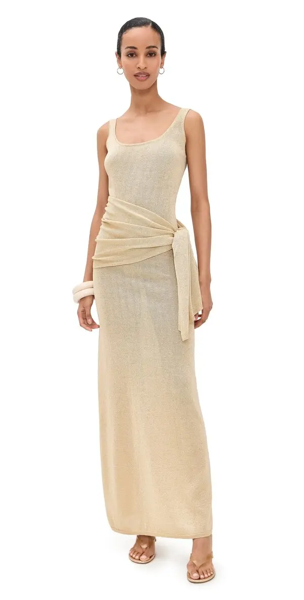 4TH & RECKLESS Aria Metallic Knitted Maxi Dress - Gold