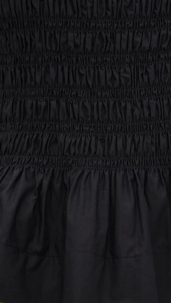GANNI Poplin Smock Tie Top - Black