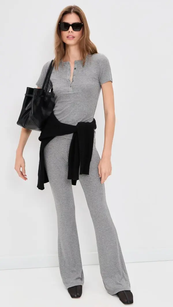 ATM Anthony Thomas Melillo Short Sleeve Ribbed Henley Top