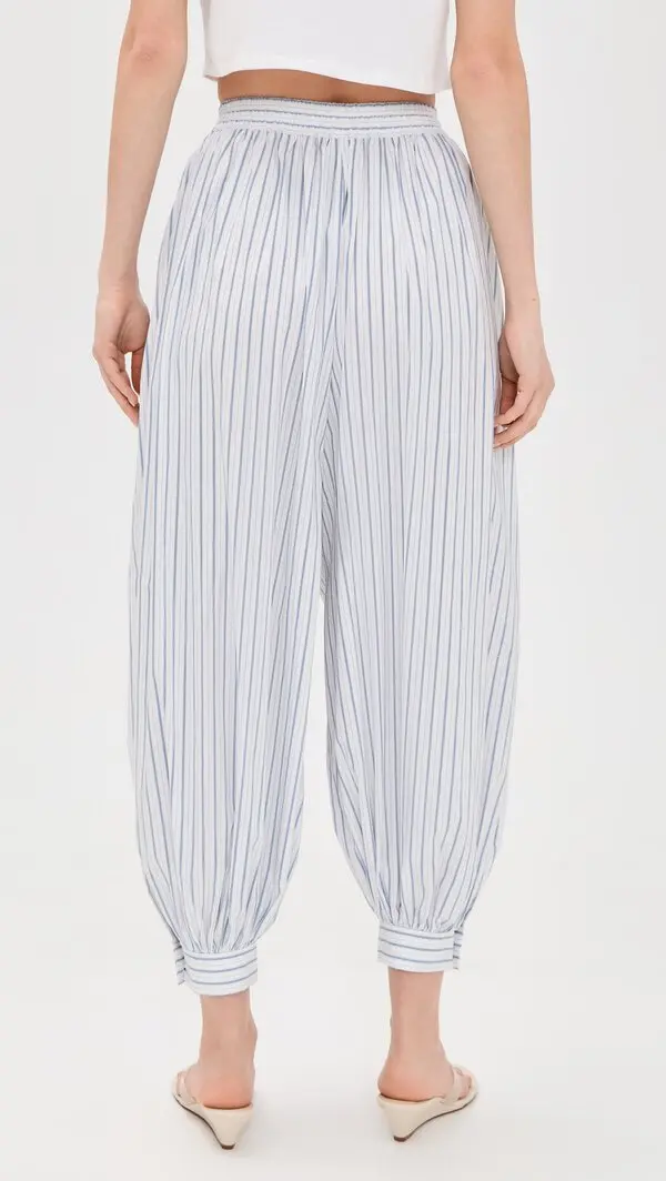 Cinq À Sept Leo Stripe Verne Balloon Pants - White/cornflower