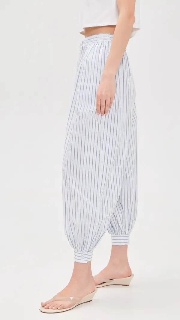 Cinq À Sept Leo Stripe Verne Balloon Pants - White/cornflower