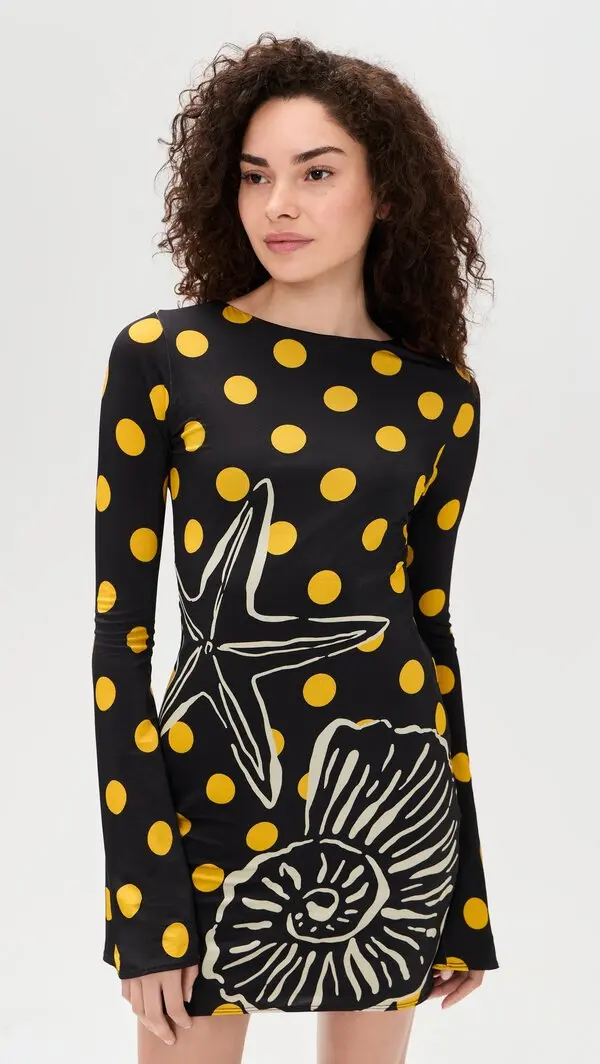 CALA DE LA CRUZ Maisha Mini Dress - Calicobw
