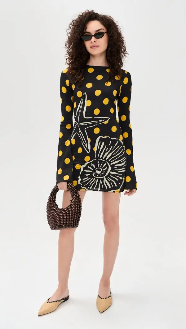 CALA DE LA CRUZ Maisha Mini Dress - Calicobw