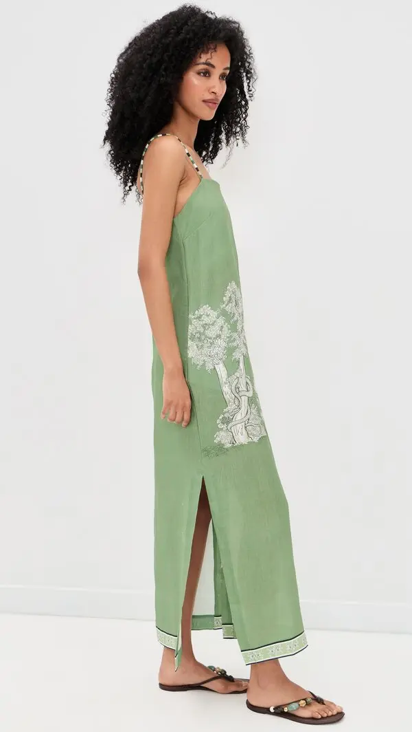 Las Surenas Botanical Print Maxi Dress