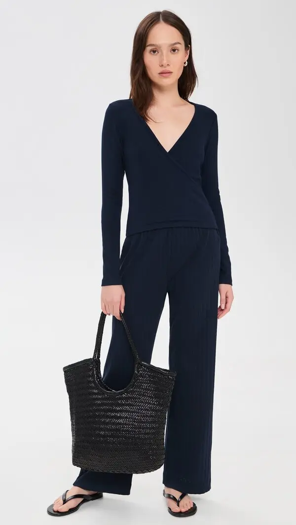 Donni. Baby Rib Crisscross Top