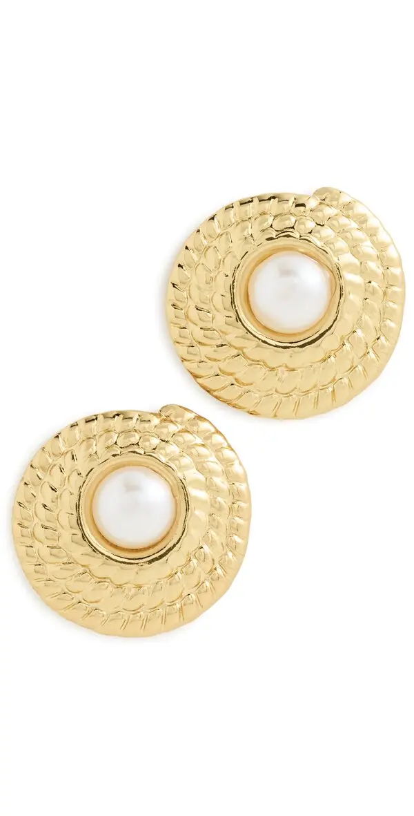 GALLEY LOS ANGELES Steph Stud Earrings - Gold/pearl