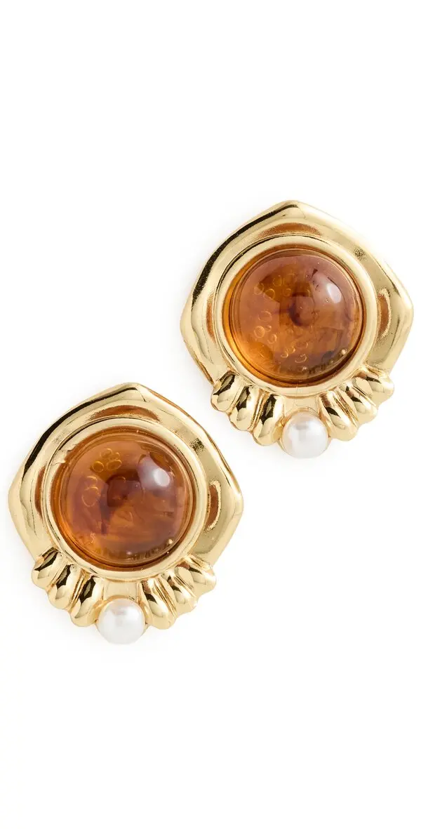 GALLEY LOS ANGELES Kristin Pearl Earrings - Brown And Pearl