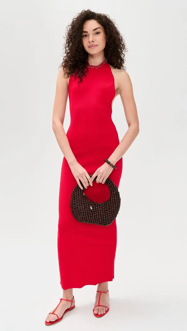 red beaded fringe dress Long Prom Dress with Beaded Fringe main image 0