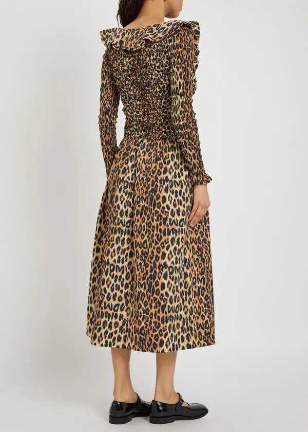 DAMSON MADDER Harper Shirred Cotton-poplin Midi Dress