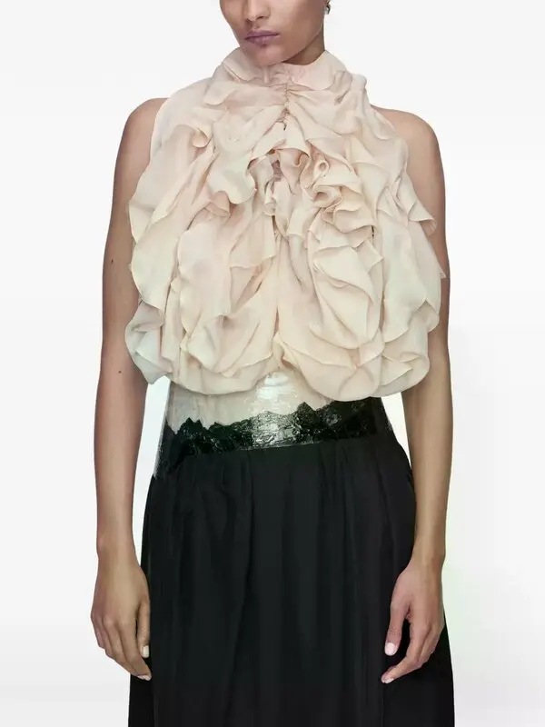 MAISON MARGIELA Ruffled Halter Top - Neutrals