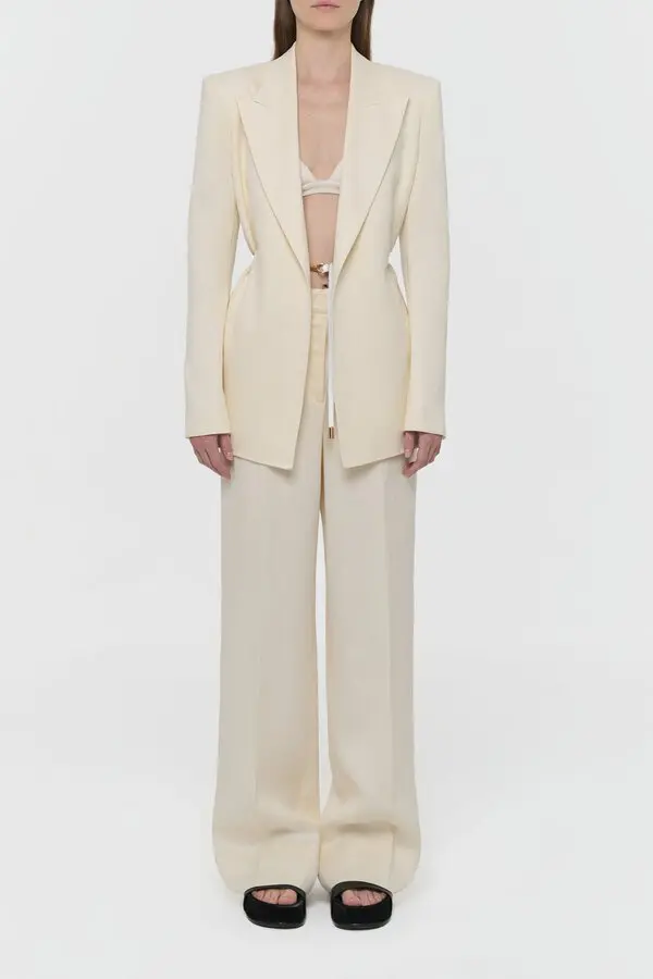 Gabriela Hearst Epona Rope Blazer In Textured Linen Slub - Ivory