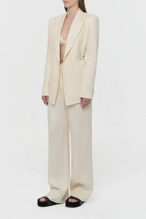 Gabriela Hearst Epona Rope Blazer In Textured Linen Slub - Ivory