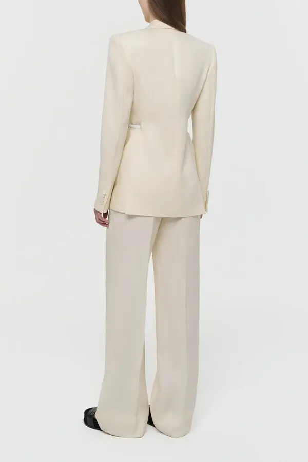 Gabriela Hearst Epona Rope Blazer In Textured Linen Slub - Ivory