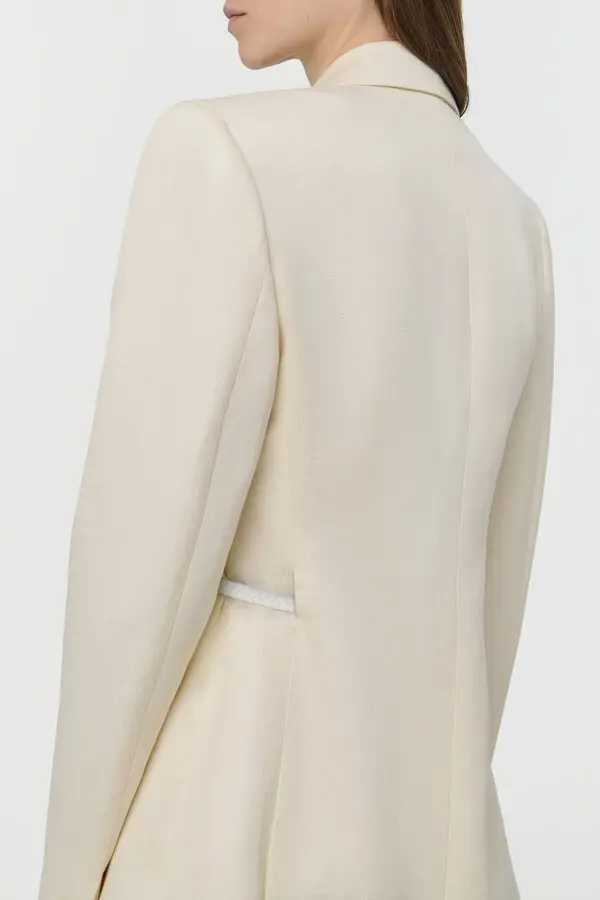Gabriela Hearst Epona Rope Blazer In Textured Linen Slub - Ivory