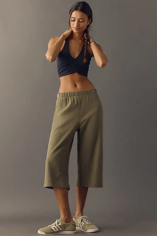DAILY PRACTICE Cropped Wide-leg Sweatpants - Capulet Olive
