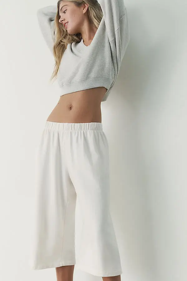 Daily Practice 100% Cotton Knit Long Wide-leg Shorts - Ivory