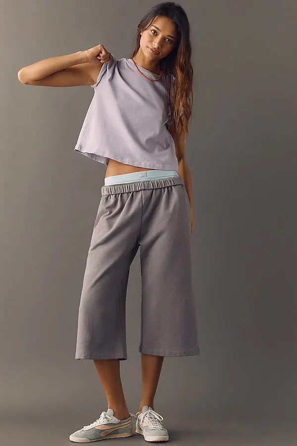 DAILY PRACTICE BY ANTHROPOLOGIE Daily Practice 100% Cotton Easy Long Shorts - Steel Grey