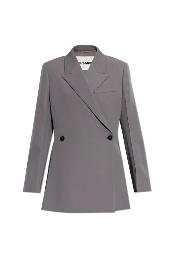 JIL SANDER Double-breasted Blazer With Side Vents - Grey