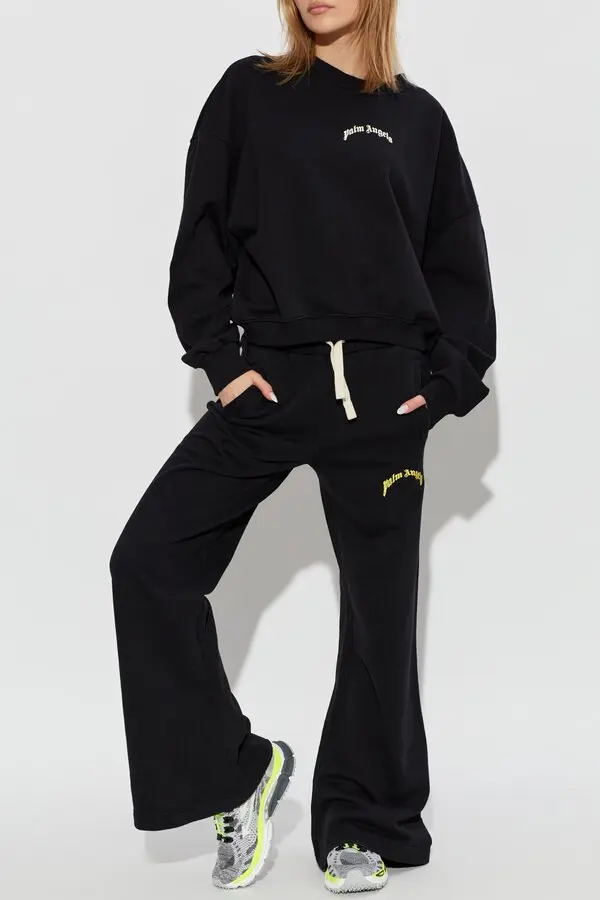 Palm Angels Sweatshirt With Printed Logo - Black