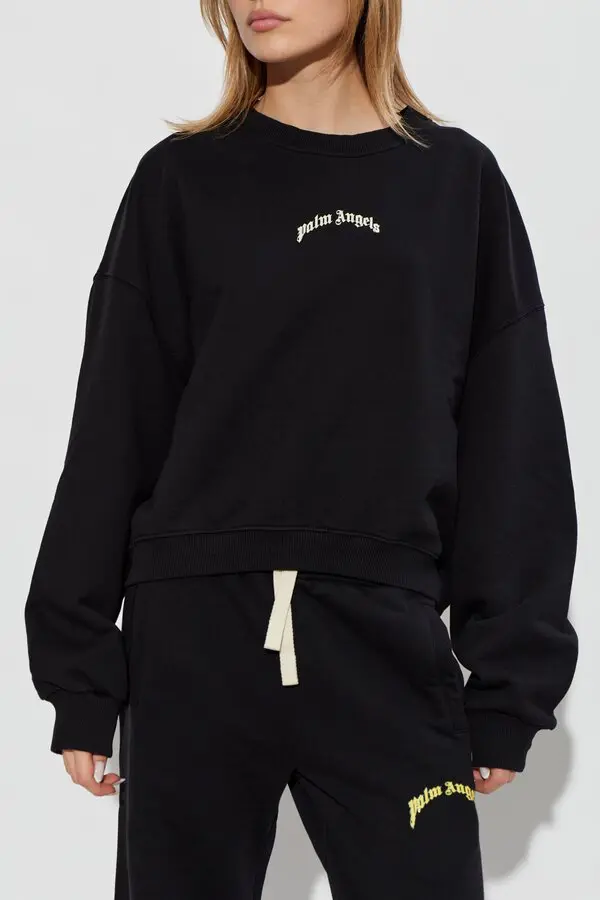 Palm Angels Sweatshirt With Printed Logo - Black