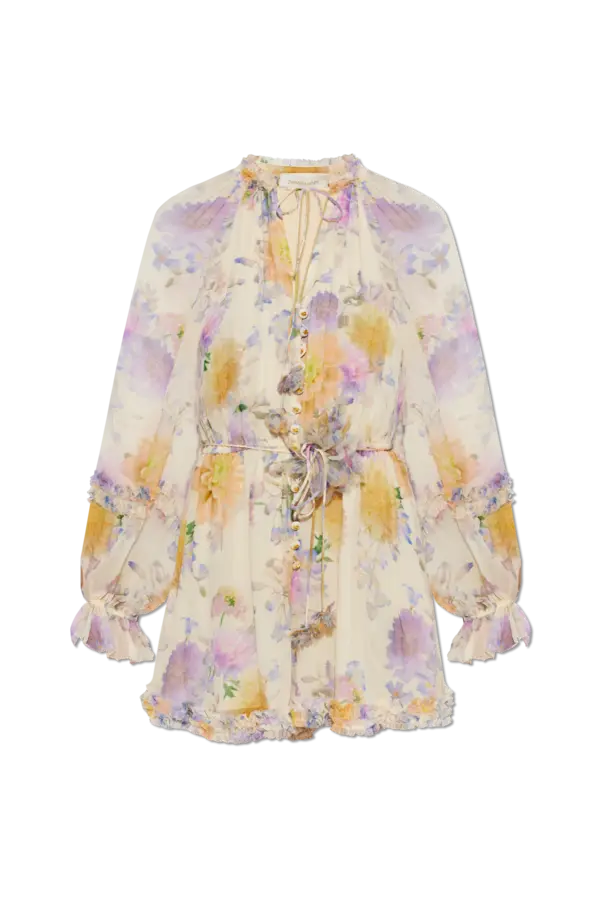 Zimmermann Floral Print Playsuit - Cream