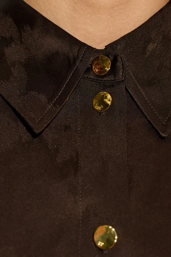 GANNI Tied-waist Shirt - Brown